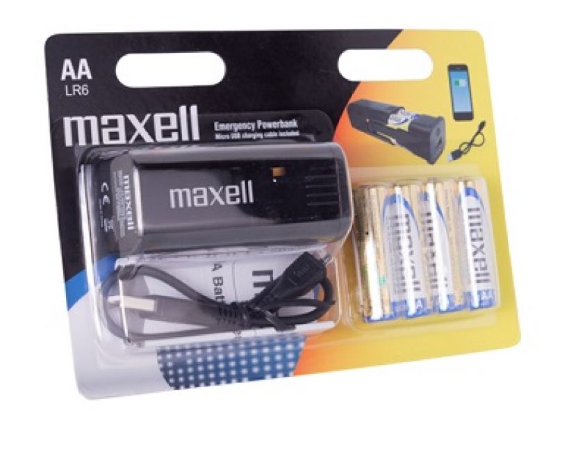 Maxell emergency power bank + 4 батерии AA LR6 алкални MAXELL, на ТОП ...